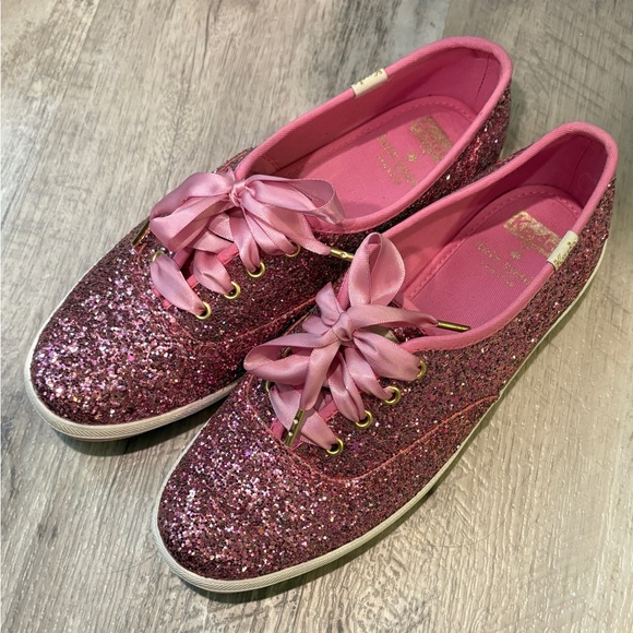 Keds | Shoes | Keds X Kate Spade Glitter Lace Up Sneakers Pink Great ...